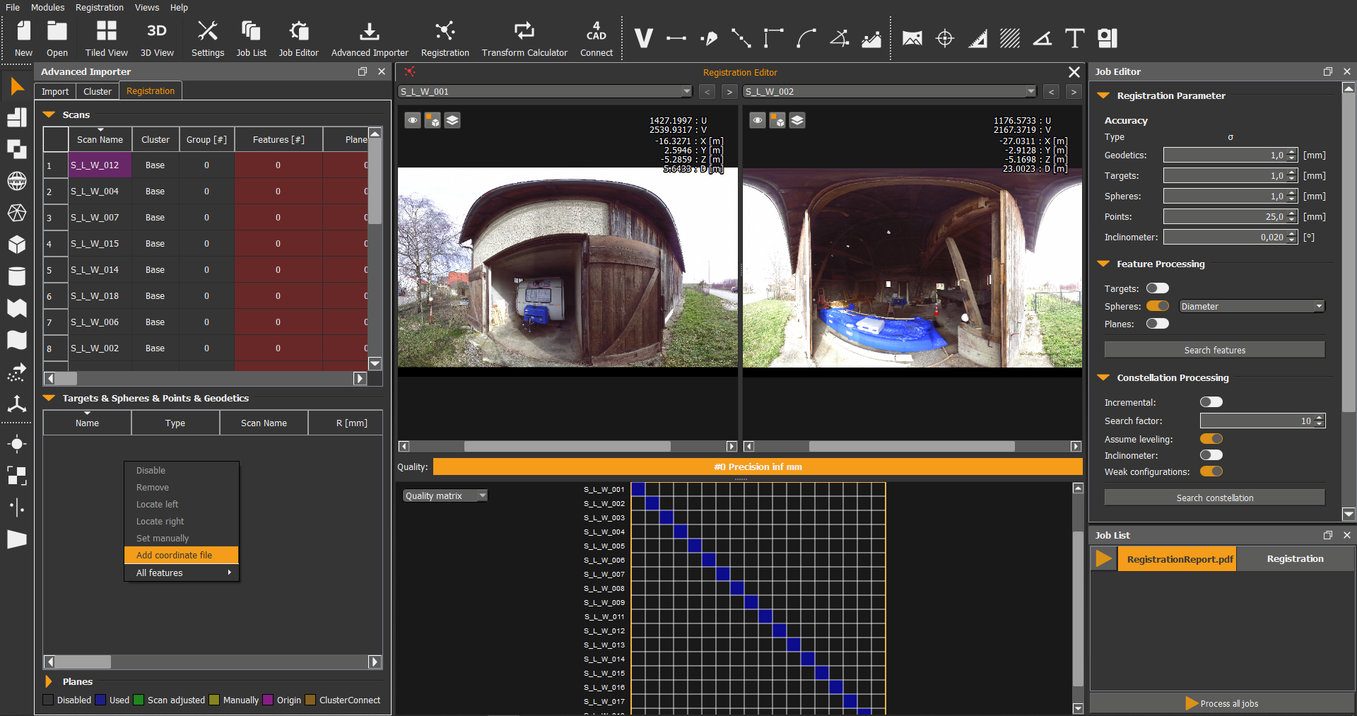Point cloud registration - Pointcab